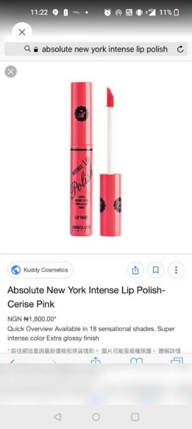 HKTVmall EcoMart - Absolute New York 珠光晶瑩唇蜜 - 橙紅